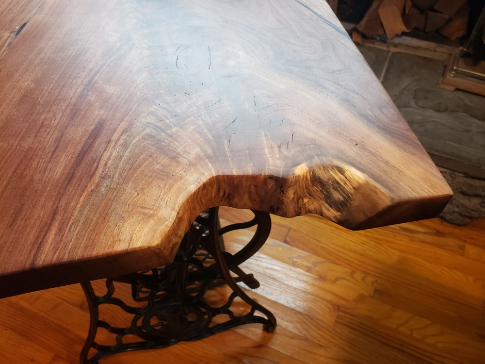Live Edge Walnut, Treadle Base Table - Rustic Blend Craftsworks LLC