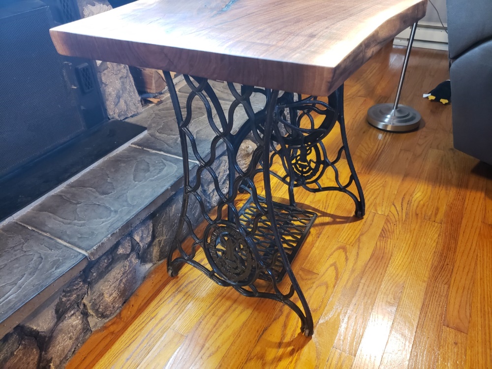 Live Edge Walnut, Treadle Base Table - Rustic Blend Craftsworks LLC