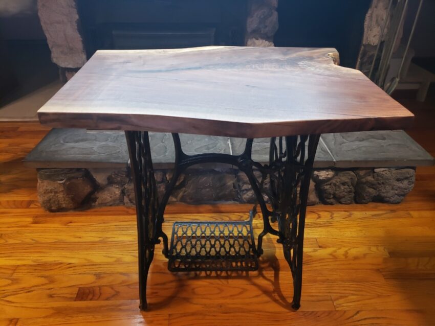 Live Edge Walnut, Treadle Base Table - Rustic Blend Craftsworks LLC