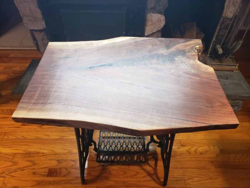 Live Edge Walnut, Treadle Base Table - Rustic Blend Craftsworks LLC