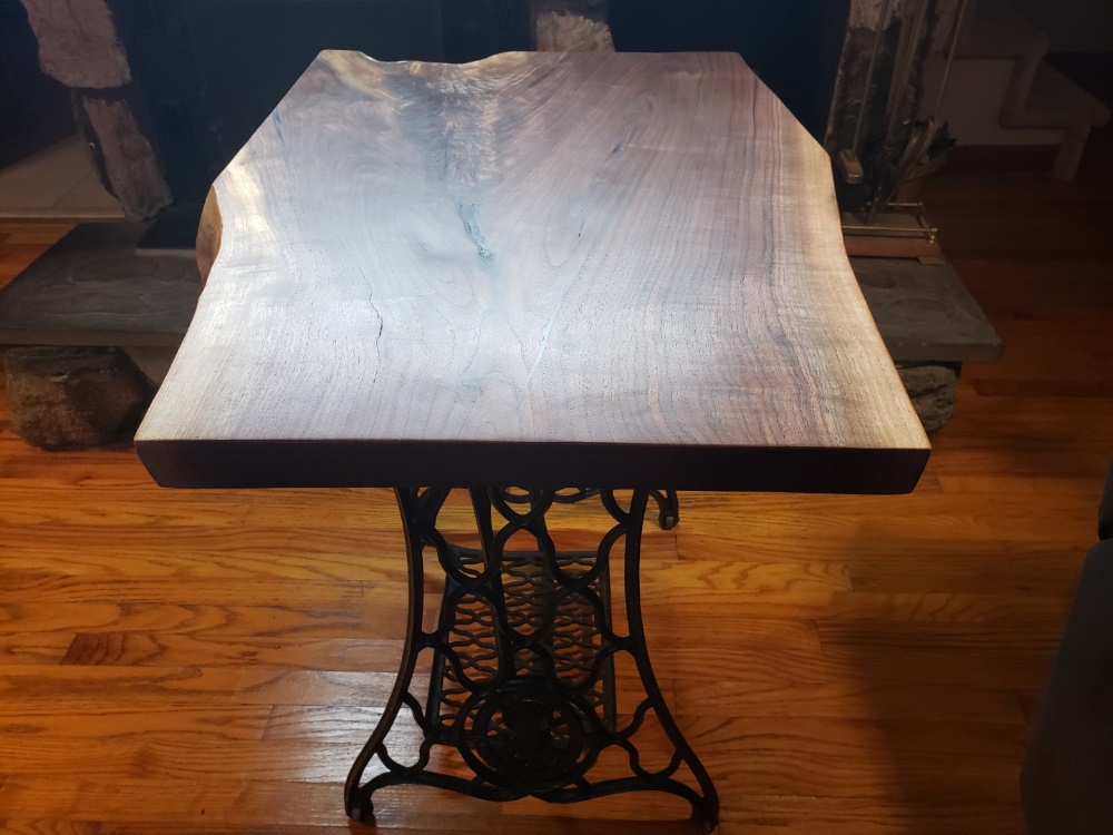 Live Edge Walnut, Treadle Base Table - Rustic Blend Craftsworks LLC