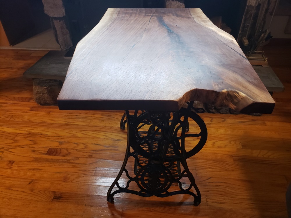 Live Edge Walnut, Treadle Base Table - Rustic Blend Craftsworks LLC