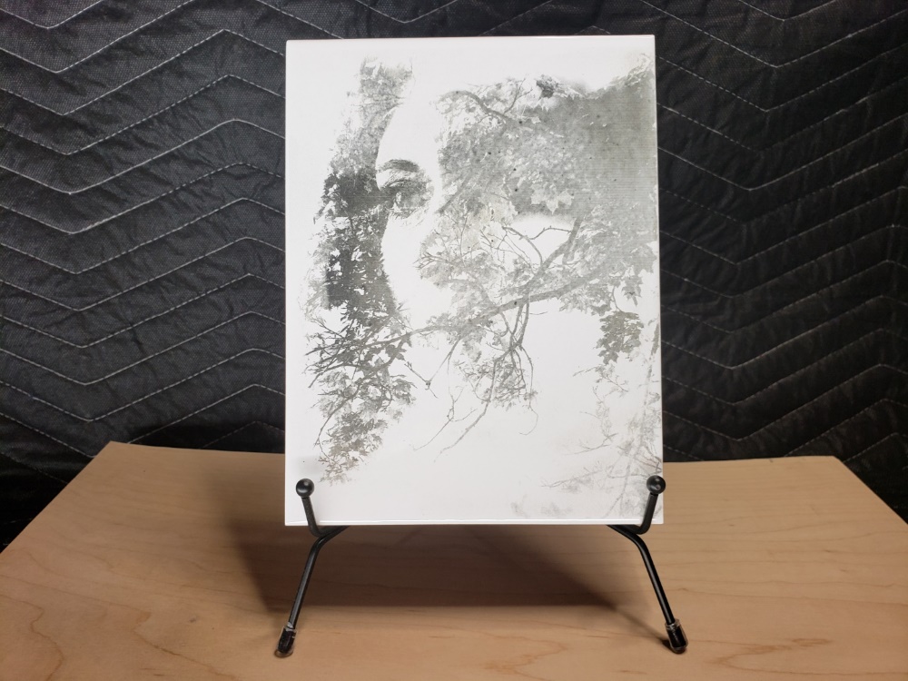 Ceramic Tile Engraving, Woman/Tree - Rustic Blend Craftsworks LLC